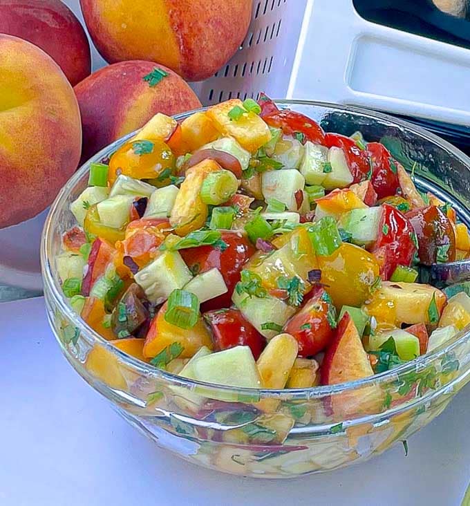 Summer Peach Tomato Chop Salad - SAVOR With Jennifer